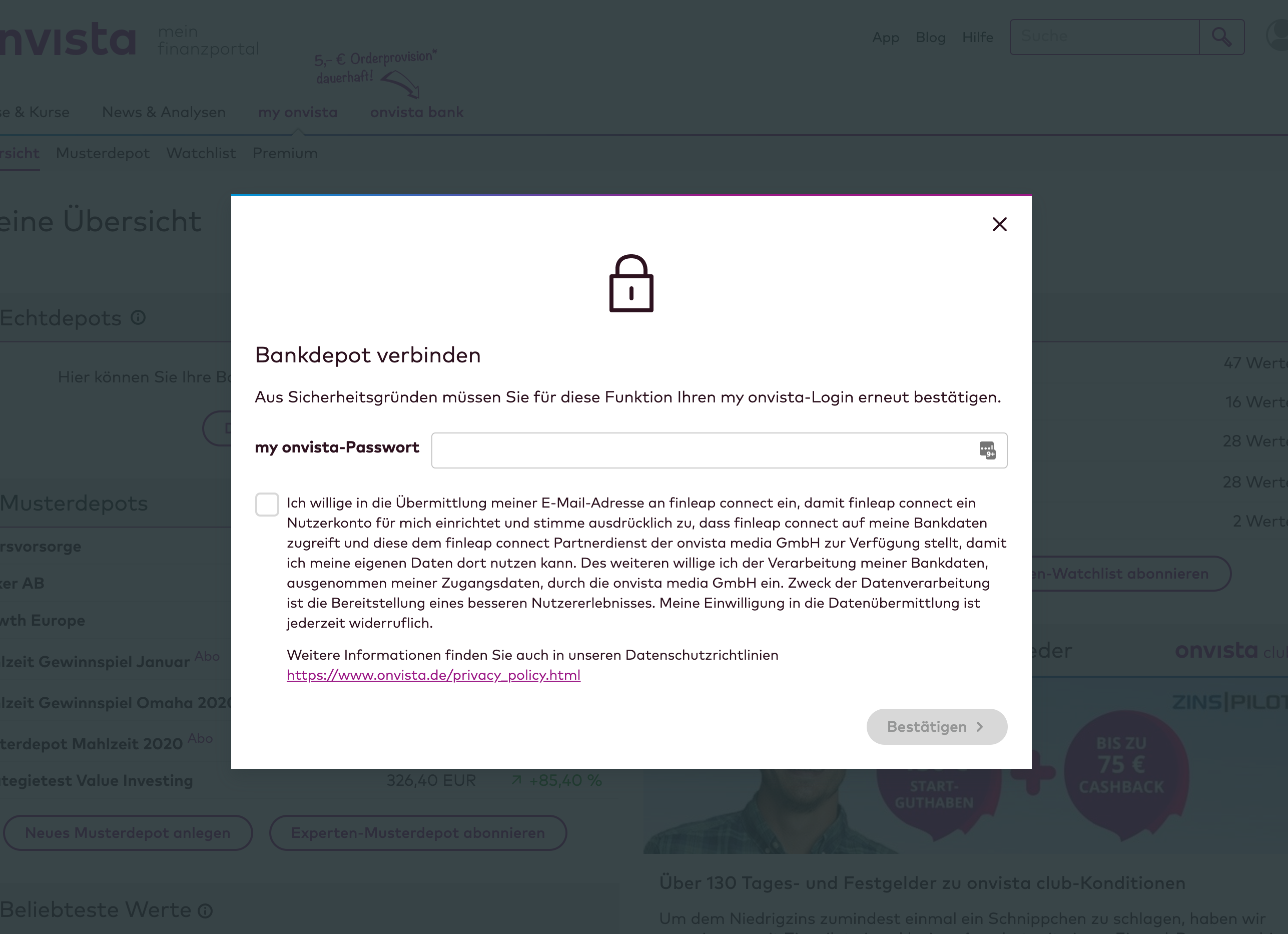 Jetzt neu: Echte Wertpapierdepots in Ihren my onvista Account einbinden